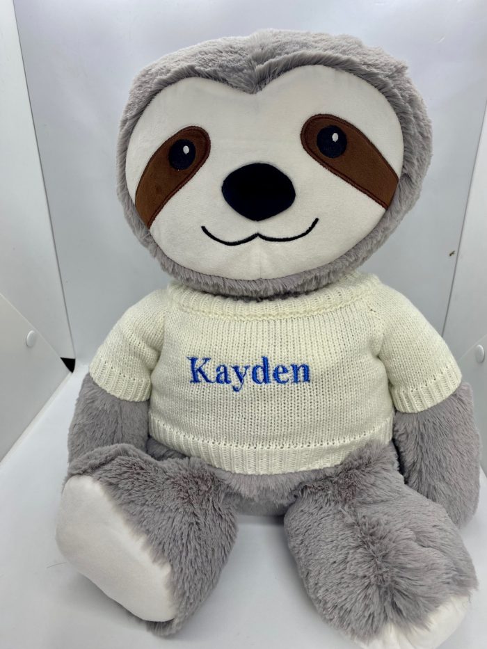 Weighted Soothing Sloth. 35cm. 4lb with or without personalised jumper ...