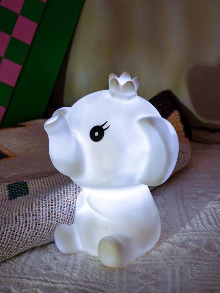Elephant Night Light 11cm high. White with batteries. - Sensory Hugs