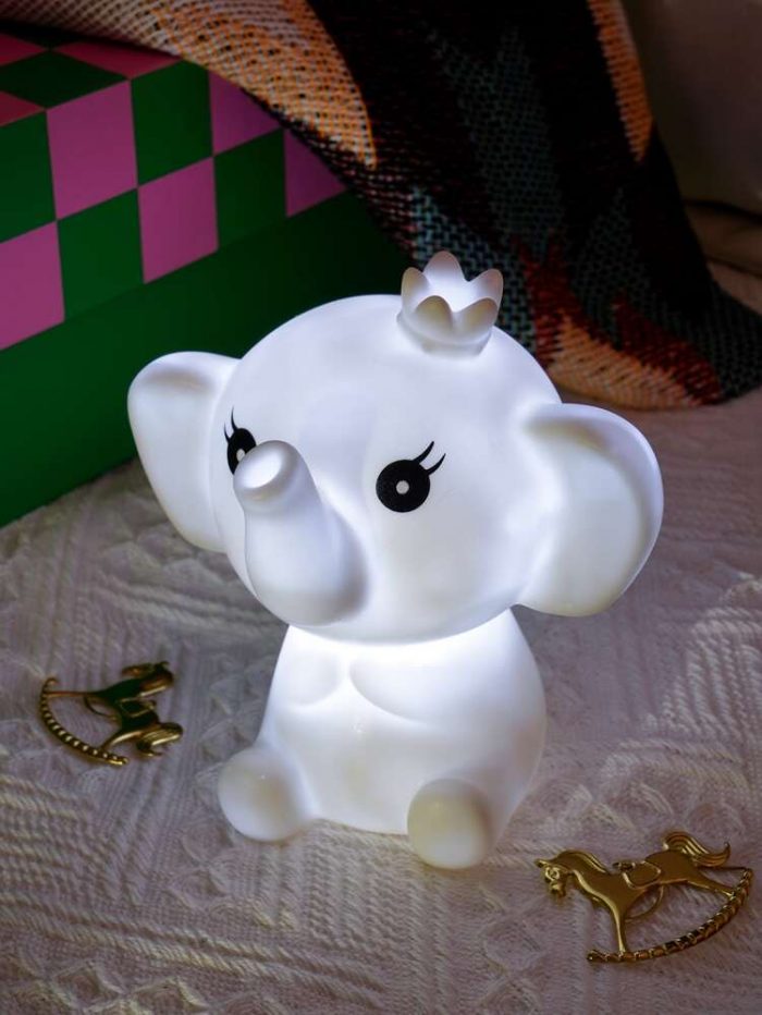 Elephant Night Light 11cm high. White with batteries. - Sensory Hugs