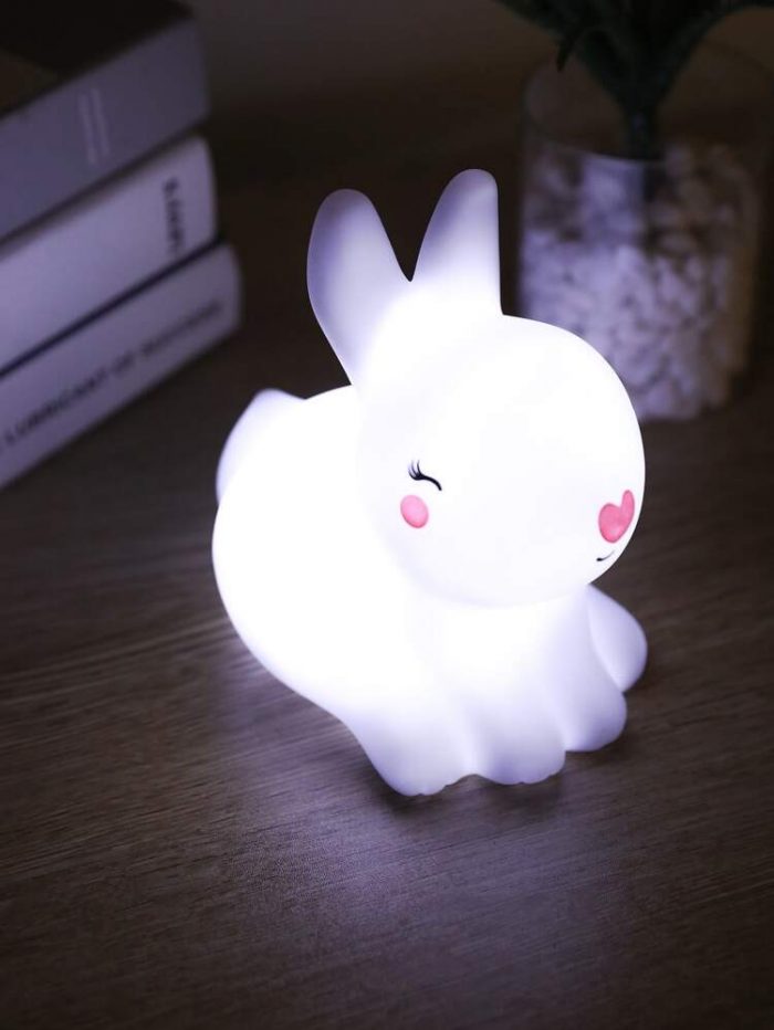 Rabbit Night Light 12cm high. White with batteries. - Sensory Hugs
