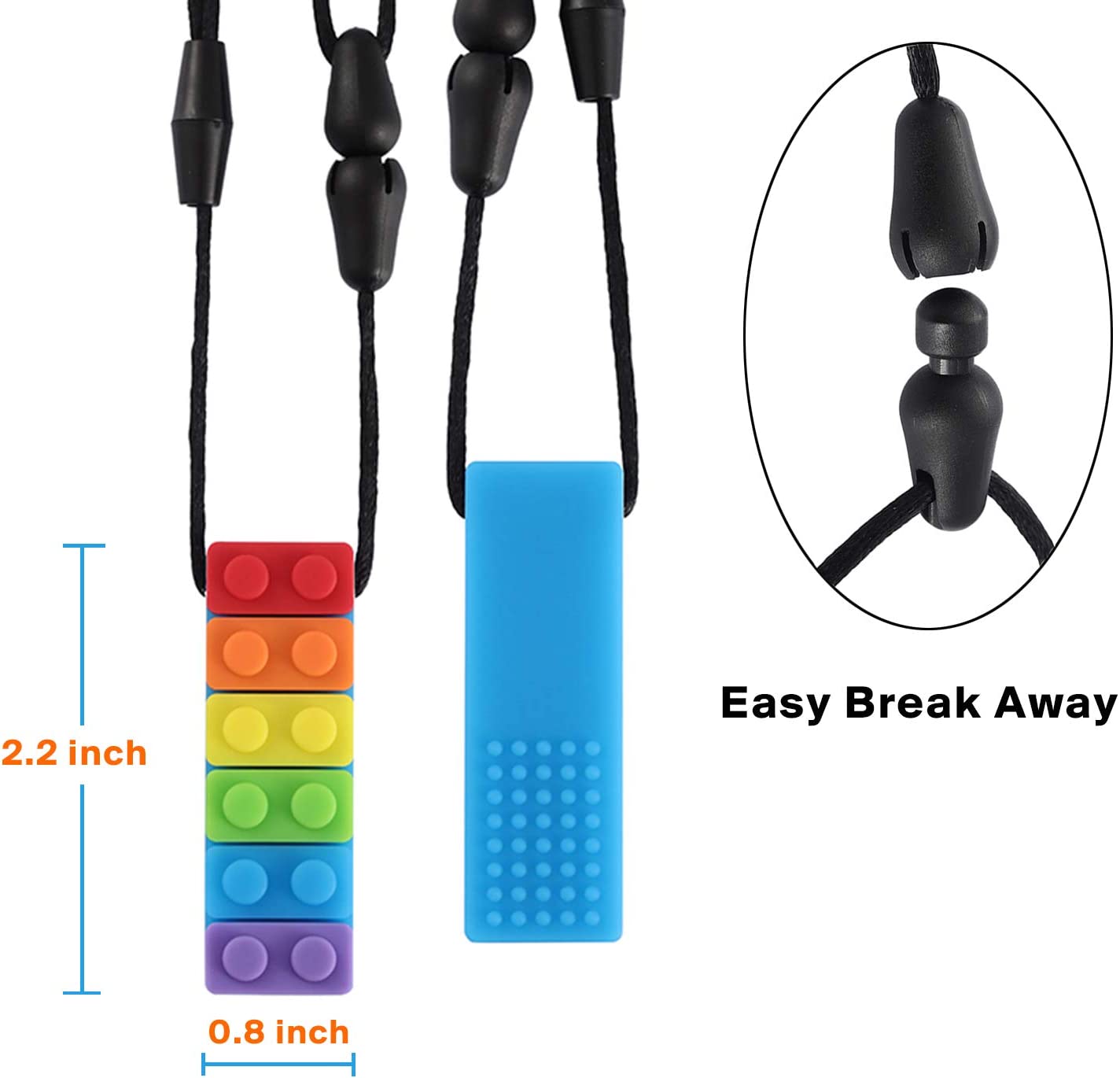 Sensory Rainbow Brick Design Chew Necklaces Autism Biting Bite Aid ...