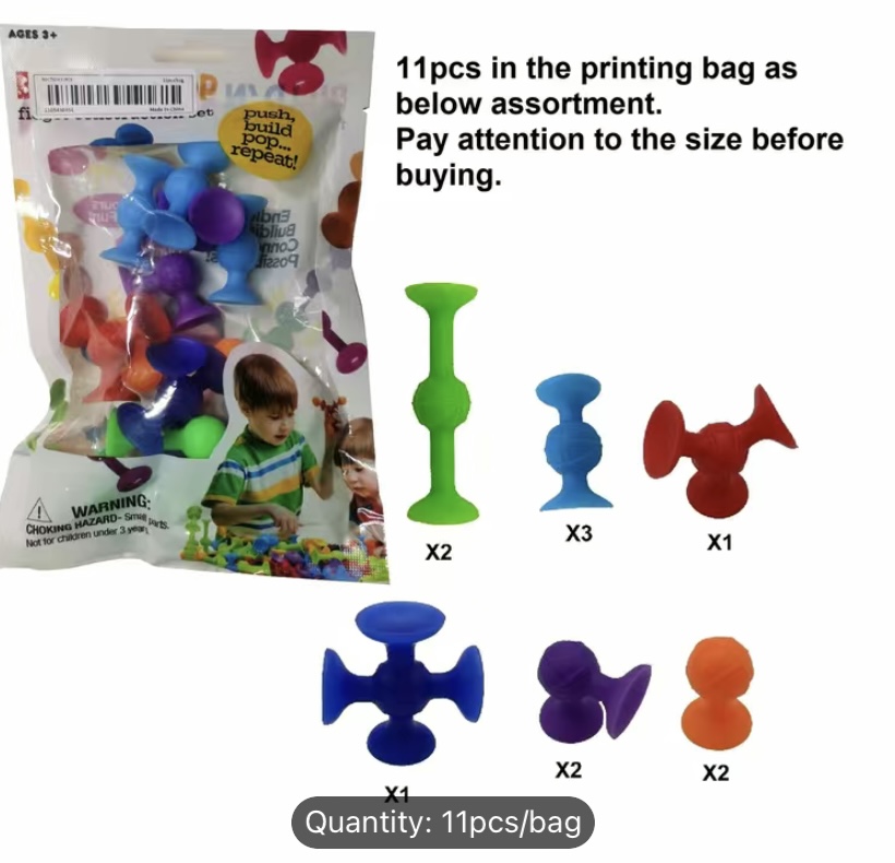 Suction Cup Fidget Toy Set. 11 Piece set. Great Stocking Filler ...