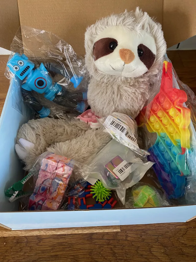 Sensory Fidget Toy Set / Box of 15 Pieces including spinning metal cube ...